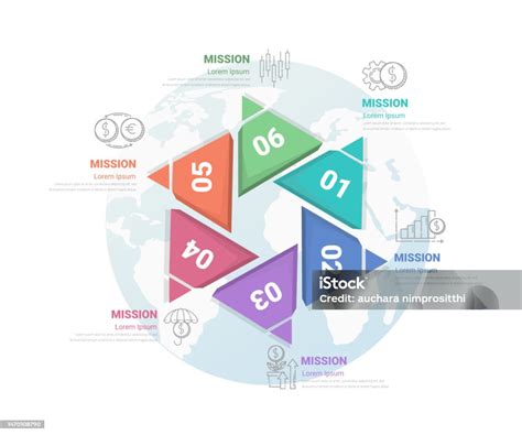 인포 그래픽 요소는 숫자 6 옵션 6 단계로 디자인됩니다 워크 플로우 레이아웃 다이어그램 숫자 단계 증가 옵션에 사용할 수 있습니다 6에 대한 스톡 벡터 아트 및 기타