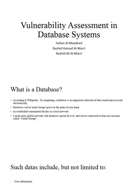 threat assessment pp pdf vulnerability computing databases