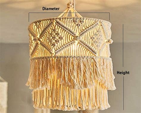 Makramee Kronleuchter Fransen Lampenschirm Boho Kronleuchter Etsy