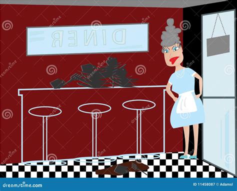 Angry Waitress In Retro Diner Stock Vector Illustration Of Lady