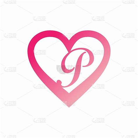 P字母在粉色爱标志标志设计