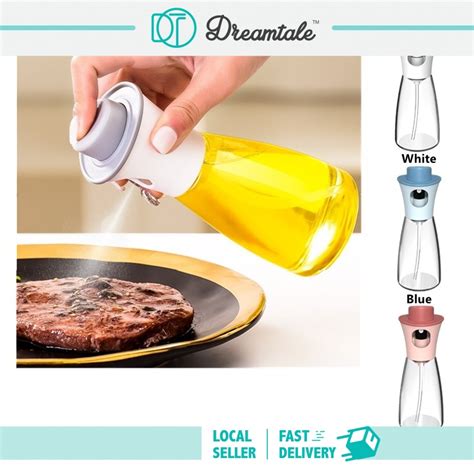 Glass Oil Spray Bottle Cooking Oil Dispenser Push Nozzle Spray