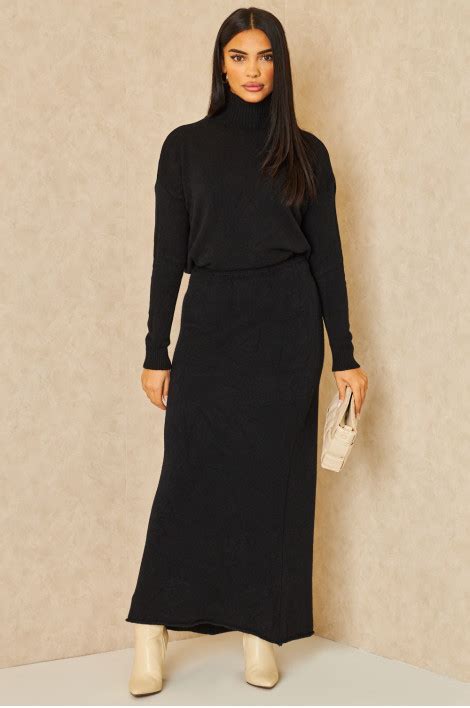 Ensemble Pi Ces Pull Jupe Longue Noir Brentiny Paris