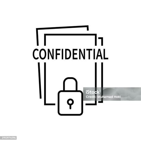 기밀 유지 계약 아이콘 얇은 선 문서 추상 트렌드 현대 그래픽 디자인 비공개 로고 유형 요소 흰색에 절연 된 아이콘 의 개념 0