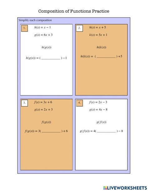 Composition Of Functions Practice Worksheet Printable Worksheets