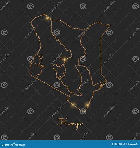 Kenya Region Map Golden Glitter Outline With Stock Vector Illustration Of Eastern Gold