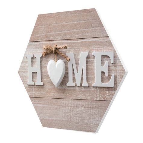 Надпис Home - Хексагон с цветя, Пано за стена шестоъгълник - ArtBox.bg
