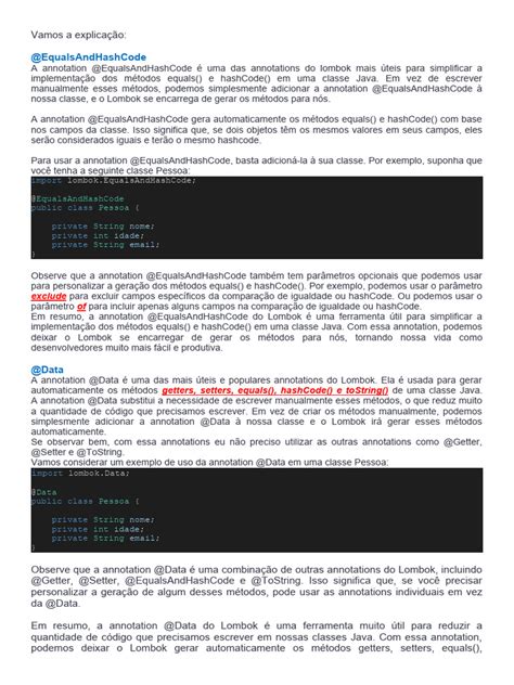 explicando as annotations do lombok pdf classe programação de