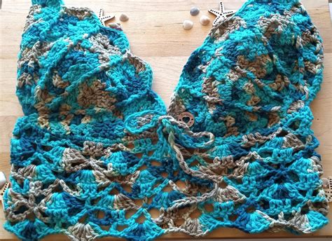 Mermaid Crochet Push Up Top Crochet Crop Top Bralette Swimwear