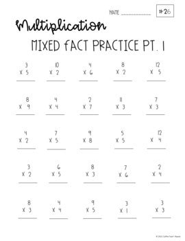 Multiplication Facts 0 12 Worksheets Multiplication Facts Worksheet