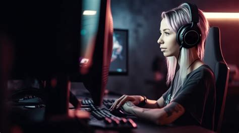 Premium Ai Image Side View Of Young Woman In Eyeglasses Working On