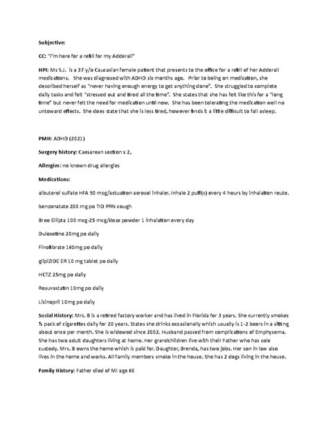 Model Soap Note Week 5 Soap Note Subjective Cc “im Here For A