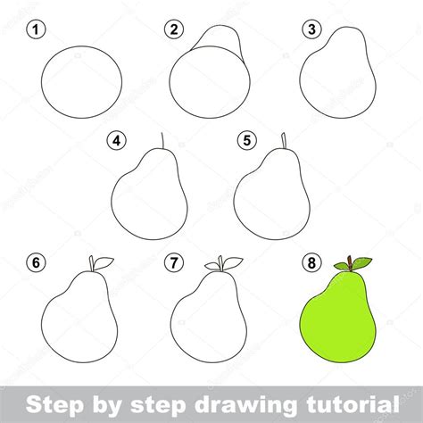 Tekening Tutorial Hoe Teken Je Een Peer Stockvector Door ©anna