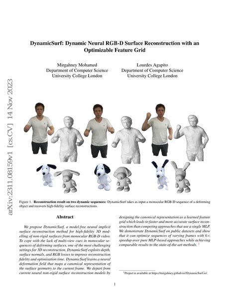 Dynamicsurf Dynamic Neural Rgb D Surface Reconstruction With An Optimizable Feature Grid 智源社区论文