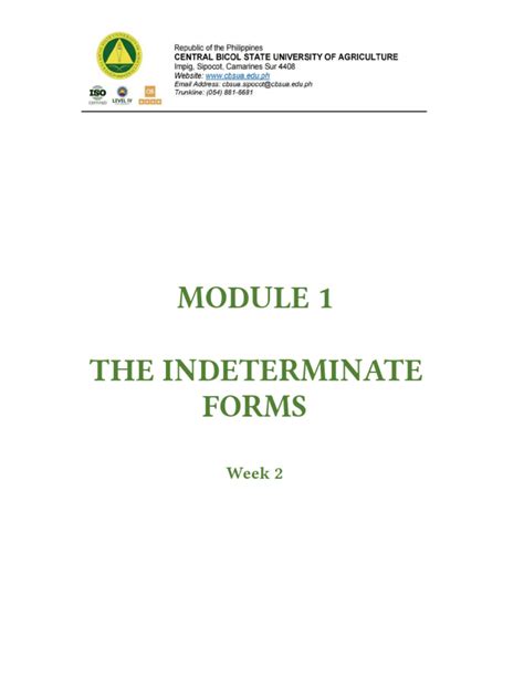 Mod1 The Indeterminate Form Pdf Function Mathematics