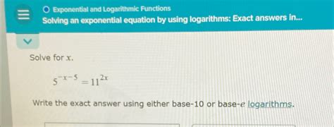 Solved Exponential And Logarithmic Functionssolving An