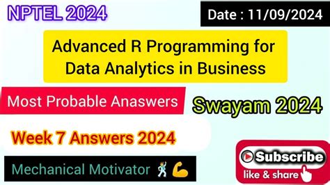 Advanced R Programming For Data Analytics In Business Week 7 Quiz Assignment 7 Solution
