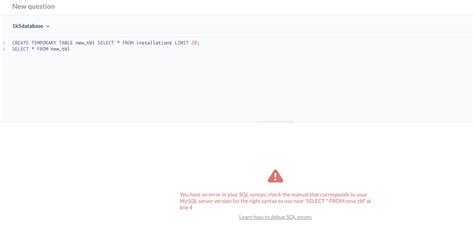 mysql temporary table variables any idea get help metabase