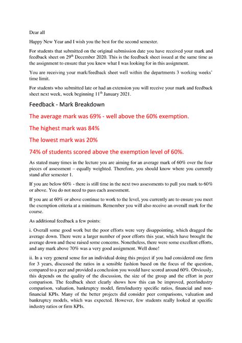 Feedback Ag151 Assignment 1 Dear All Happy New Year And I Wish You The Best For The Second