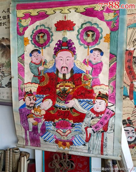 一张木板财神年画版画原作南得湖涂【7788收藏收藏热线】