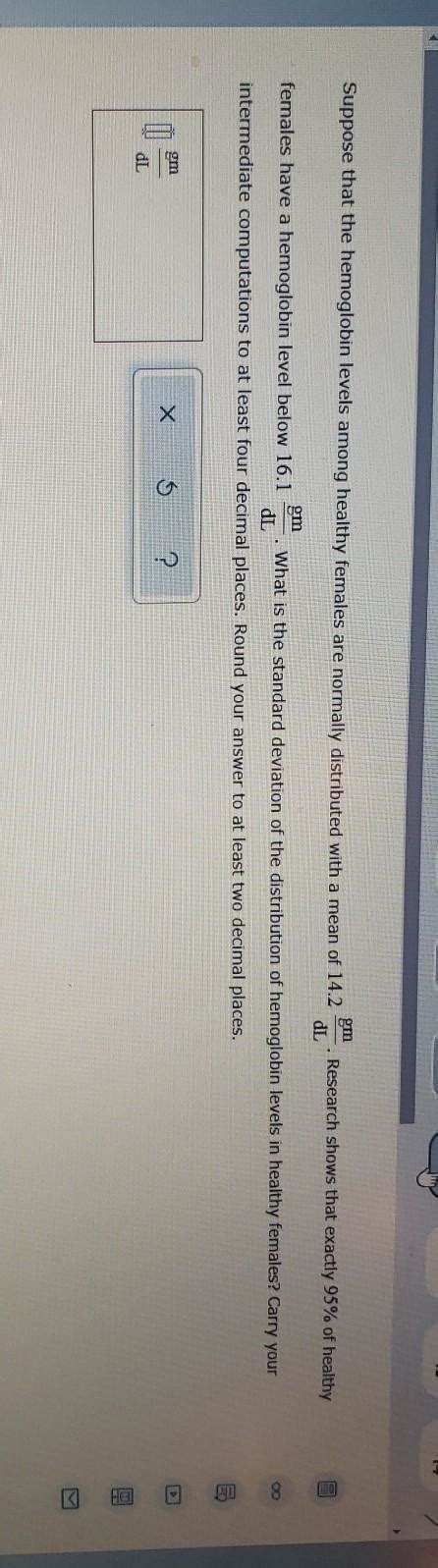 Solved Gm Suppose That The Hemoglobin Levels Among Healthy Chegg