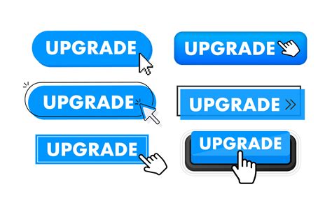 Set Of Upgrade Button Hand Pointer Clicking Upgrade Web Buttons