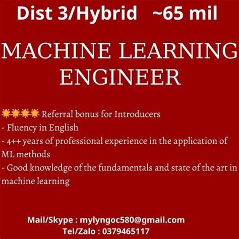 Recruiter Viecoi On Linkedin Dist 3hybrid Machine Learning Engineer~65 Mil Germany It Product