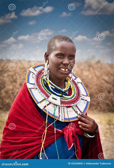 Masai Woman With Traditional Ornaments Tanzania Editorial Image