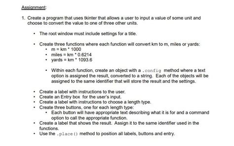Solved Assignment Create A Program That Uses Tkinter Chegg