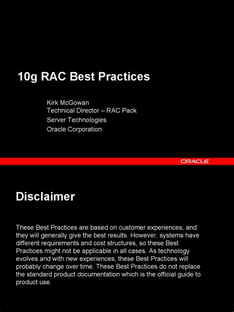 Oracle Rac 10g Best Practices Oracle Database Scalability