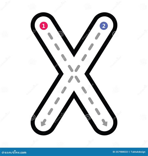 Tracing Alphabet Uppercase Capital Letter X Prewriting Dotted Line