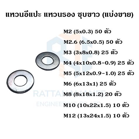แหวนอีแปะ แหวนรอง ชุบขาว M2 M2 6 M3 M4 M5 M6 M8 M10 M12 แบ่งขาย