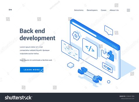 Website Back End Interface Development Isometric Stock Vector Royalty Free