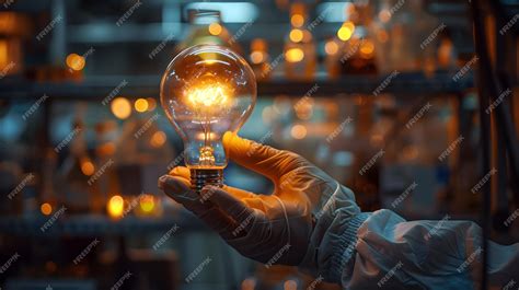 Premium Photo Innovator With Light Bulb In Lab Concept An Innovator