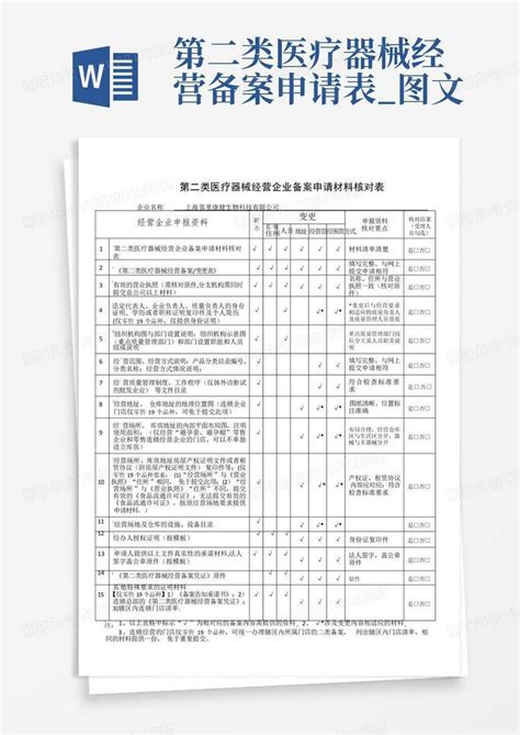 第二类医疗器械经营备案申请表图文word模板下载编号qpeydaky熊猫办公