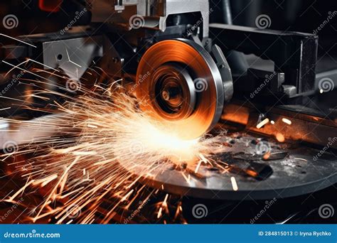 Lathe Grinder With Sparks While Finishing Metal Work Stock Illustration