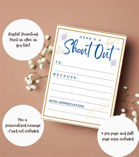 Recognition Shout Out Cards Student Reward Acknowledgement Staff ...