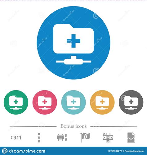 Ftp Crea Iconos Redondos Planos De Carpeta Ilustración Del Vector