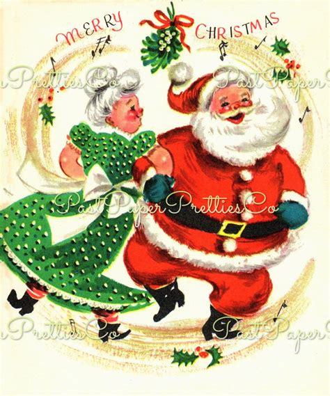 Vintage Printable Christmas Cards Mr And Mrs Santa Claus Etsy
