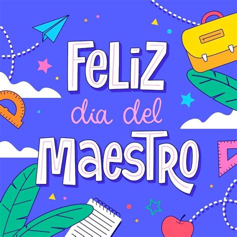 Letras Del Día Del Maestro Dibujadas A Mano En Español Vector Gratis