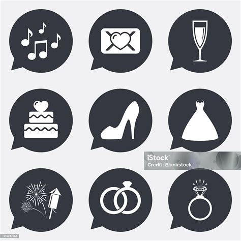 Wedding Engagement Icons Vow Love Letter Stock Illustration Download