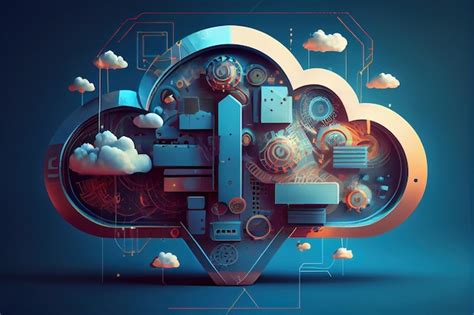 Premium Photo Cloud Computing Conceptual Background In Technology Generative Ai