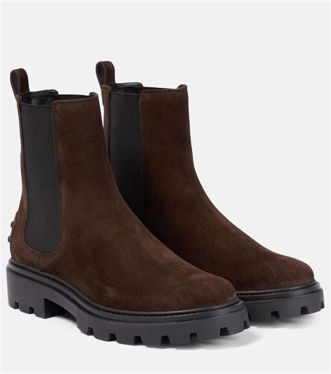 Suede Chelsea Boots In Brown Tods Mytheresa Brown Chelsea Boots