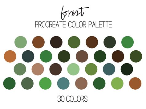 Forest Procreate Color Palette Nature Palette Misty Forest Procreate Color Palette Hiking In
