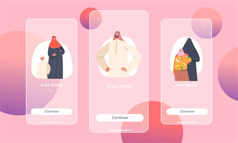 Template Layar Onboard Halaman Aplikasi Seluler Keluarga Arab