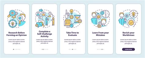Overcoming Confirmation Bias Tips Onboarding Mobile App Screen Stock Illustration Download