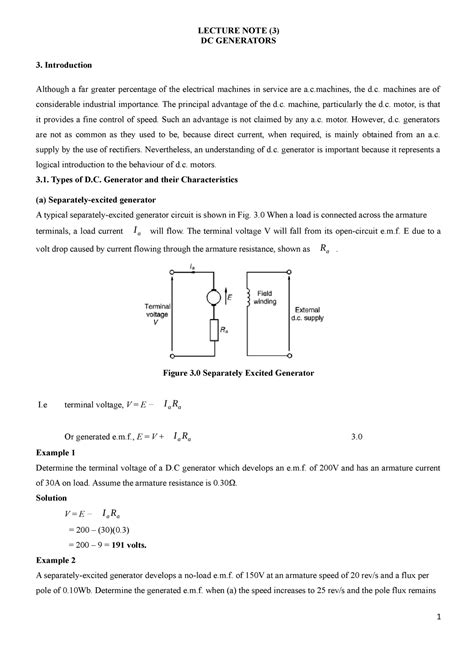 Chapter Three DC Generators LECTURE NOTE 3 DC GENERATORS 3 Introduction Although A Far