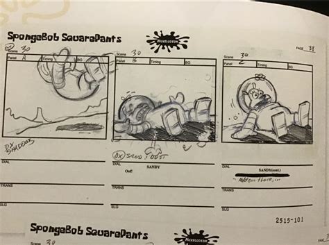 Spongebob Production Art Sandy And The Clam Storyboards From Tea At The