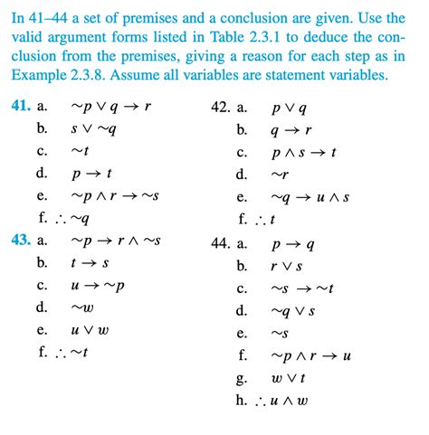 solved in 41 44 a set of premises and a conclusion are