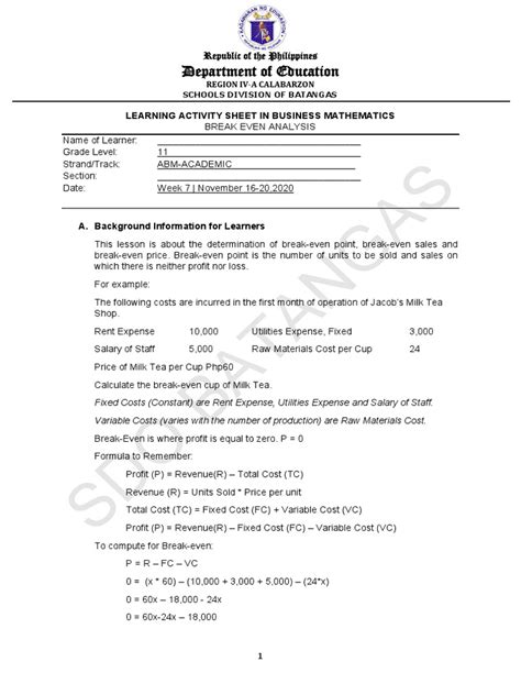 Business Math Week 7a Pdf Management Accounting Economies